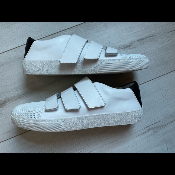 Mercer Edit | Shoes | Mercer Edit White Leather 3strap Velcro Sneakers ...